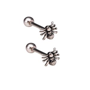 izpack 14g minimalist spider barbell tongue rings stainless steel tiny ball screw helix back piercing body studs punk jewelry for women men unisex gifts 5/8" bar length