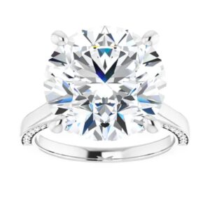 JEWELERYIUM Round Brilliant Cut 7 Carat, Colorless Moissanite Engagement Ring, Wedding/Bridal Ring Set, Solitaire Halo, Antique Anniversary Promise Ring Gift for Her (7)