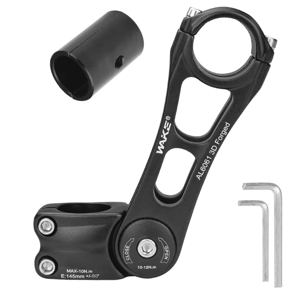 CYSKY Bike Stem Universal 31.8mm and 25.4mm Adjustable ± 90 Degree 145mm MTB Stem Bike Stem Riser Short Handlebar Stem for Mountain Bike Road Bike BMX City Bike Bicycle (145mm)