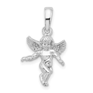 auriga fine jewelry 925 sterling silver 3d guardian angel pendant for women (l- 0.95 inch, w- 0.51 inch)