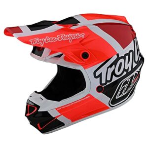 troy lee designs se4 polyacrylite midnight motocross helmet - full face offroad motorcycle dirt bike atv powersports dual sport racing helmet - boys girls kids (red/charcoal, lg)