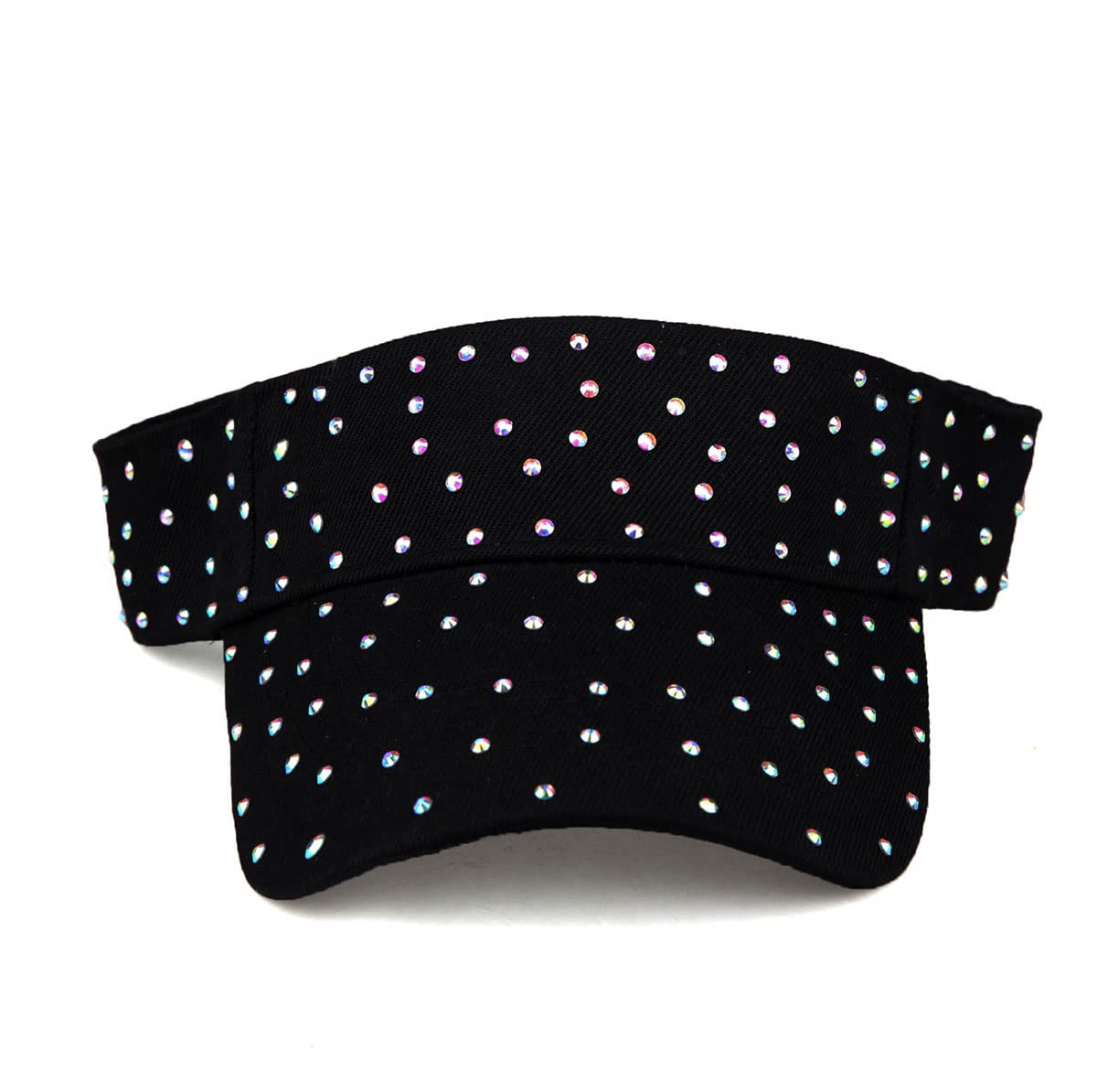 Sparkle Glitter Summer Rhinestone UPF 50+ Visor Bling Visor Ladies Visor Sun Visor for Women Outdoor Sports Fashion Golf Hat Black