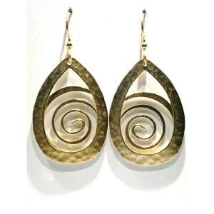 Silver Forest Shiny Gold Plated Hammered Tear with Coil. NE-1627A