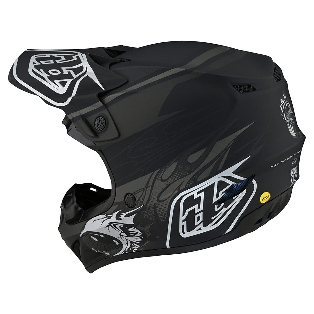 Troy Lee Designs SE4 Polyacrylite Midnight Motocross Helmet - Full Face Offroad Motorcycle Dirt Bike ATV Powersports Dual Sport Racing Helmet - Boys Girls Kids (Black, LG)