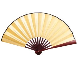 Fan Held Hand Chinese Wedding Party Lace Folding Fan Unisex Dancing Silk Floral Accessory Swimsuit Bra Yellow