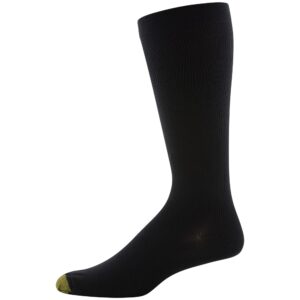 GOLDTOE Men's Mild Compression Over The Calf Socks, Multipairs, Black (3-Pairs), Large