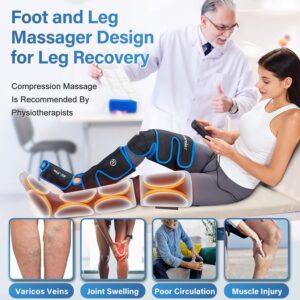 Air Compression Leg Massager for Circulation and Recovery Full Leg Massager with Cold Therapies 3 Modes 3 Intensities Sequential Compression Device for Pain Relief