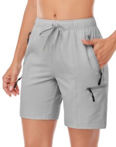 nomolen women's hiking cargo shorts quick dry lightweight 7" athletic golf casual summer shorts with zipper pockets upf 50+