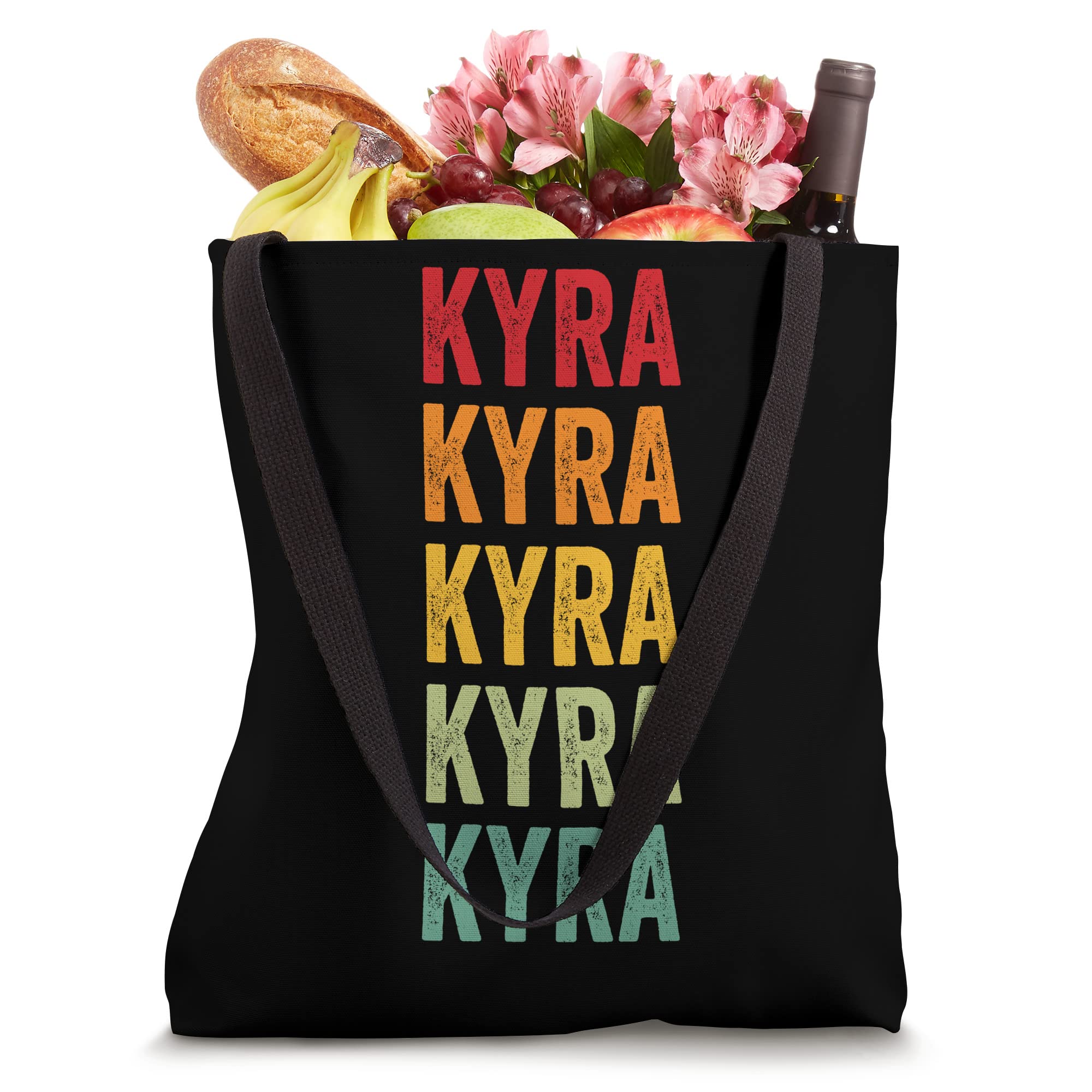 Kyra Rainbow Repetition of Kyra Name Text Tote Bag