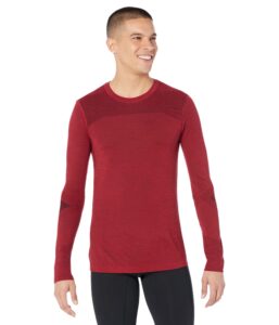 smartwool men's intraknit thermal merino wool base layer crew (slim fit), rhythmic red, medium