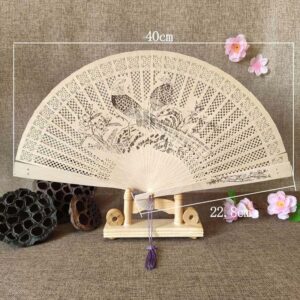 JYCCH Hand Fans for Women Foldable, Hand Held Fans Exquisite Hollow Great Wall Folding Fan with Tassel Handmade Bamboo Chinese Fan Home Decorative Folding Fans for Dance Party Wedding Gift