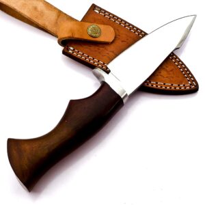 Nooraki BK-361 Handmade 440c Stainless Steel Bowie knife with leather sheath Razor Sharp, Multipurpose Knife with Rose Wood Handle for Everyday Carry, Camping, Hunting, 10" Length