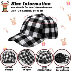 2 Pcs Plaid Baseball Caps Buffalo Plaid Baseball Cap Plaid Print Snapback Hat Christmas Halloween Baseball Cap Unisex Adjustable Plaid Outdoor Hat for Women Men Teens Red, Black