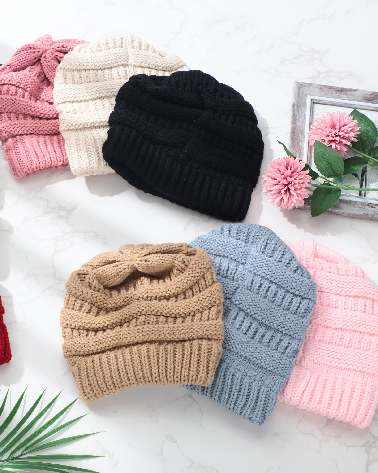 Foaincore 9 Pieces Slouchy Winter Hats for Women Knit Beanie Hats Warm Skull Caps Thick Winter Beanies