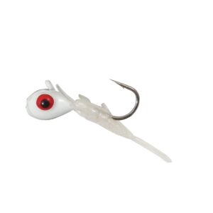 northland fishing tackle impulse rigged tungsten mayfly jig for ice fishing panfish, glo white, 1/16 oz #10 hook, 5/card