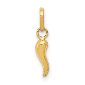 auriga fine jewelry 14k yellow gold italian horn pendant for women (l- 12 mm, w- 3 mm)