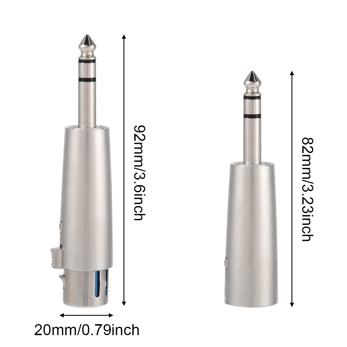 DKARDU XLR to 6.35mm 1/4 TRS Adapter, 2 pcs 3 Pin XLR Female Jack to 6.35mm Male Stereo Balanced Audio Connector, 2 pcs XLR Male to 6.35mm Male Plug Adapter