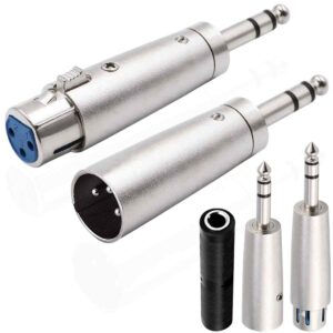 dkardu xlr to 6.35mm 1/4 trs adapter, 2 pcs 3 pin xlr female jack to 6.35mm male stereo balanced audio connector, 2 pcs xlr male to 6.35mm male plug adapter