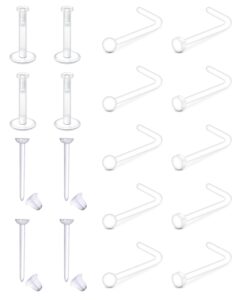 longita 20g 18g clear nose studs clear nose rings for work plastic nose rings for surgery clear earrings plastic earrings 16g clear cartilage earrings