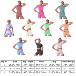 Black Workout Sets for Women: Two 2 Piece Yoga Outfit Tracksuits High Waisted Running Biker Shorts with Strap Sport Shirt Crop Top Exercise Running Clothes Athletic Gym Sets Matching Active Wear Small