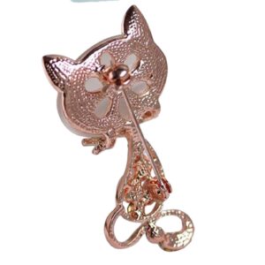 JUNYY Vintage Crystal Rhinestone Opal Fox Brooch Pins Women Elegant Alloy Animal Breastpins Scarf Buckle(Rose Gold)