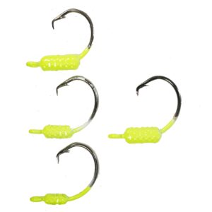 yellowtail snapper weighted circle hook jig - (chartreuse) mixed (4/0 - 1/32, 1/16, 1/8 oz & 5/0 - 1/8 oz) - 25 pack