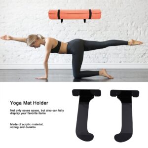 Hanging Yoga Mat Holder, Wall Mount Yoga Mat Storage Rack Acrylic Yoga Wall Rack Foam Roller Storage Rack for Foam Roller Yoga Brick(Black)