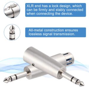 DKARDU XLR to 6.35mm 1/4 TRS Adapter, 2 pcs 3 Pin XLR Female Jack to 6.35mm Male Stereo Balanced Audio Connector, 2 pcs XLR Male to 6.35mm Male Plug Adapter