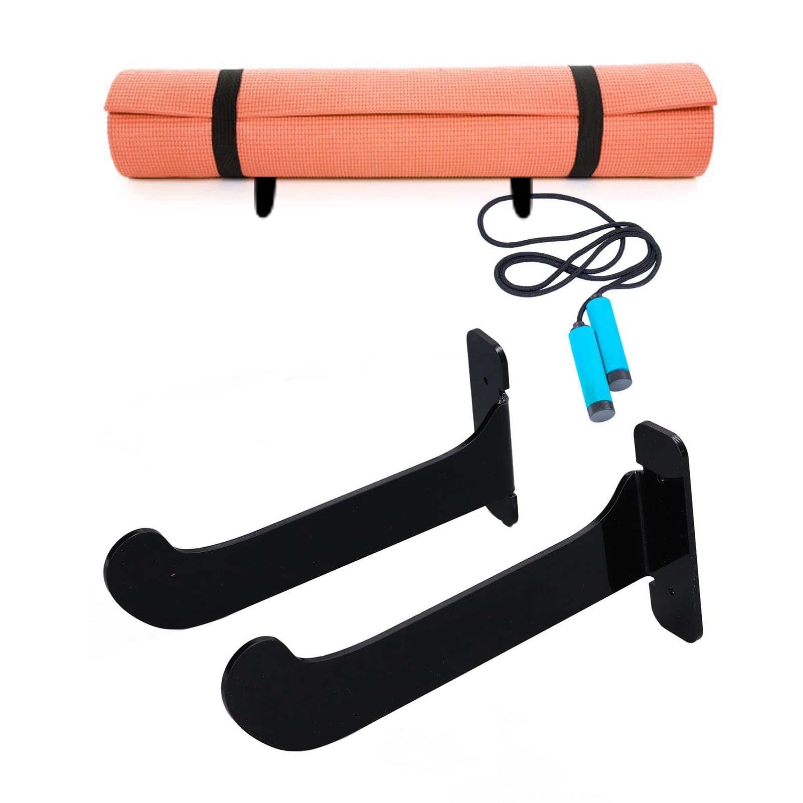 Hanging Yoga Mat Holder, Wall Mount Yoga Mat Storage Rack Acrylic Yoga Wall Rack Foam Roller Storage Rack for Foam Roller Yoga Brick(Black)