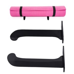 Hanging Yoga Mat Holder, Wall Mount Yoga Mat Storage Rack Acrylic Yoga Wall Rack Foam Roller Storage Rack for Foam Roller Yoga Brick(Black)