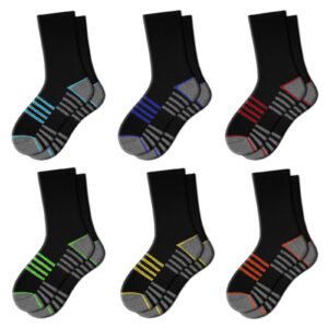 comfoex boys crew socks for kids 4-6 6-8 8-10 years old athletic long socks with cushioned sole 6 pairs