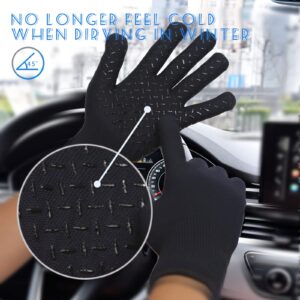 Donfri Winter Warm Gloves Men Women -Thermal for Running Cycling Driving Hiking in Cold Weather(Thicken-Black, Large)