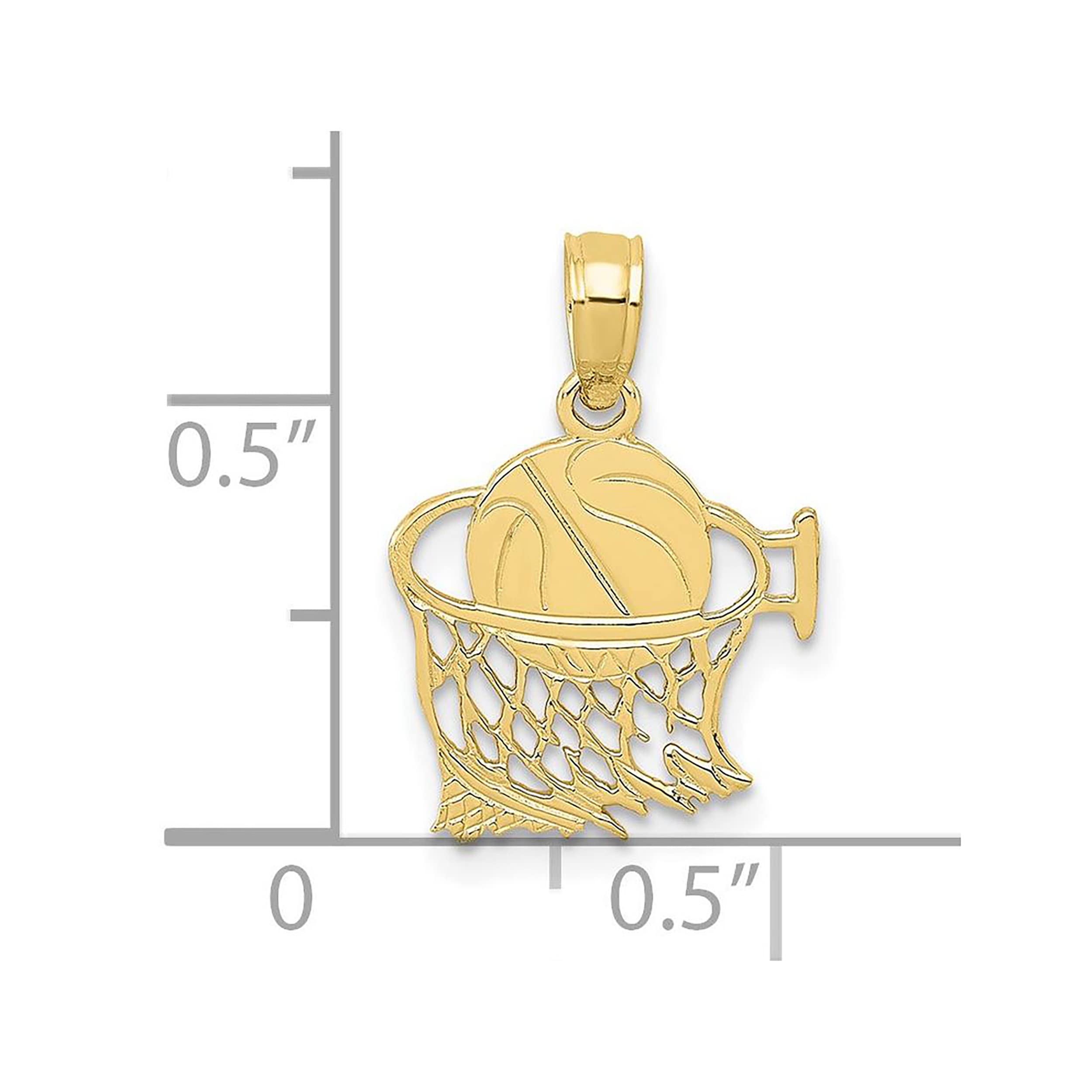 Million Charms 10K Yellow Gold Sports Basketball In Net Small Charm Pendant