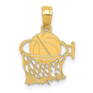 million charms 10k yellow gold sports basketball in net small charm pendant