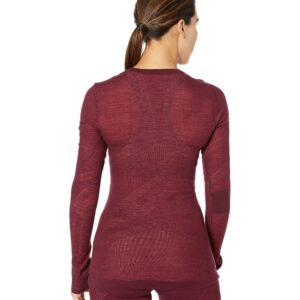 Smartwool Women's Intraknit Thermal Merino Wool Base Layer Crew (Slim Fit), Black Cherry, Large