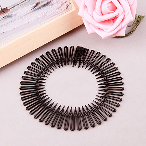 YALLNASL Girls Flexible Plastic Circle Zig Zag Hair Bands for Women's Hair No Slip Spiral Headband Stretch Hair Combs Headband 6 Pieces 3 Colors