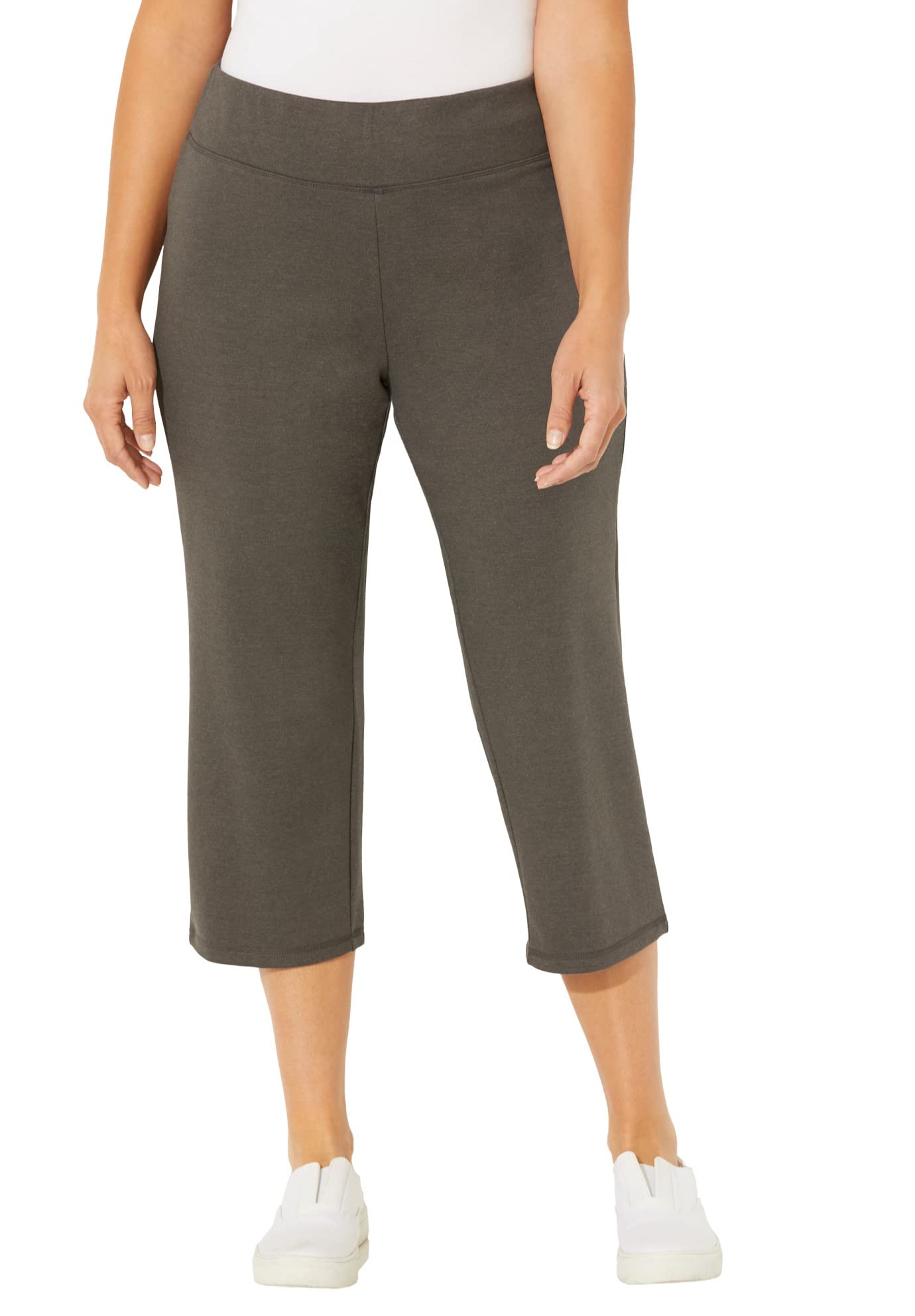 Catherines Women's Plus Size Yoga Capri - 0X, Heather Grey