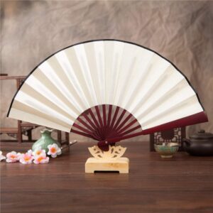 hand wedding dancing party lace silk fan held floral folding chinese unisex fan accessory pasties covers beige