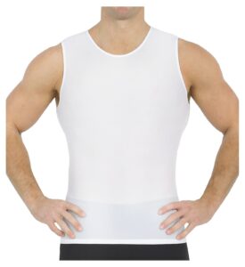 insta slim mens compression sleeveless crew neck muscle shirt- slimming body shaper undershirt