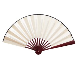 Hand Wedding Dancing Party Lace Silk Fan Held Floral Folding Chinese Unisex Fan Accessory Strapless Low Back Bra Beige