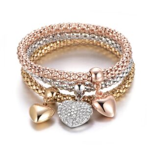 Mint & Lily Solid Hearts Metal Bracelet