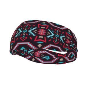 workout sports headband native southwest american aztec navajo sweat absorbing sweatbands for biking, one size