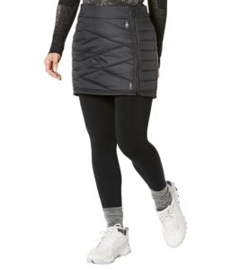 smartwool women's smartloft merino wool mid rise zip skirt (regular fit), black, medium