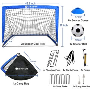 Soccer Goals for Backyard, Portable Soccer Net Set of 2, 4' x 3' Indoor Pop Up Soccer Goal, Soccer Training Equipment with 8 Training Cones, Carry Bag and Soccer Ball