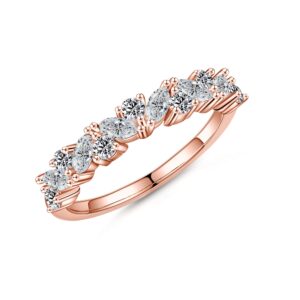 smilest moissanite cluster rings for women, marquise and round d color vvs1 clarity lab created diamond wedding rings 14k rose gold plated 925 sterling silver vintage cluster moissanite wedding band