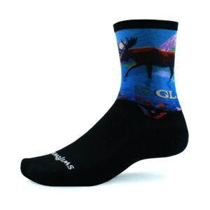 swiftwick- vision six impression, parks edition, running and cycling socks (glacier, large)