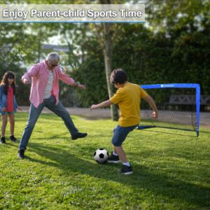 Soccer Goals for Backyard, Portable Soccer Net Set of 2, 4' x 3' Indoor Pop Up Soccer Goal, Soccer Training Equipment with 8 Training Cones, Carry Bag and Soccer Ball