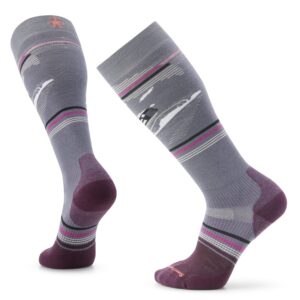 smartwool snowboard piste machine targeted cushion merino wool over the calf socks for men and women, graphite, medium