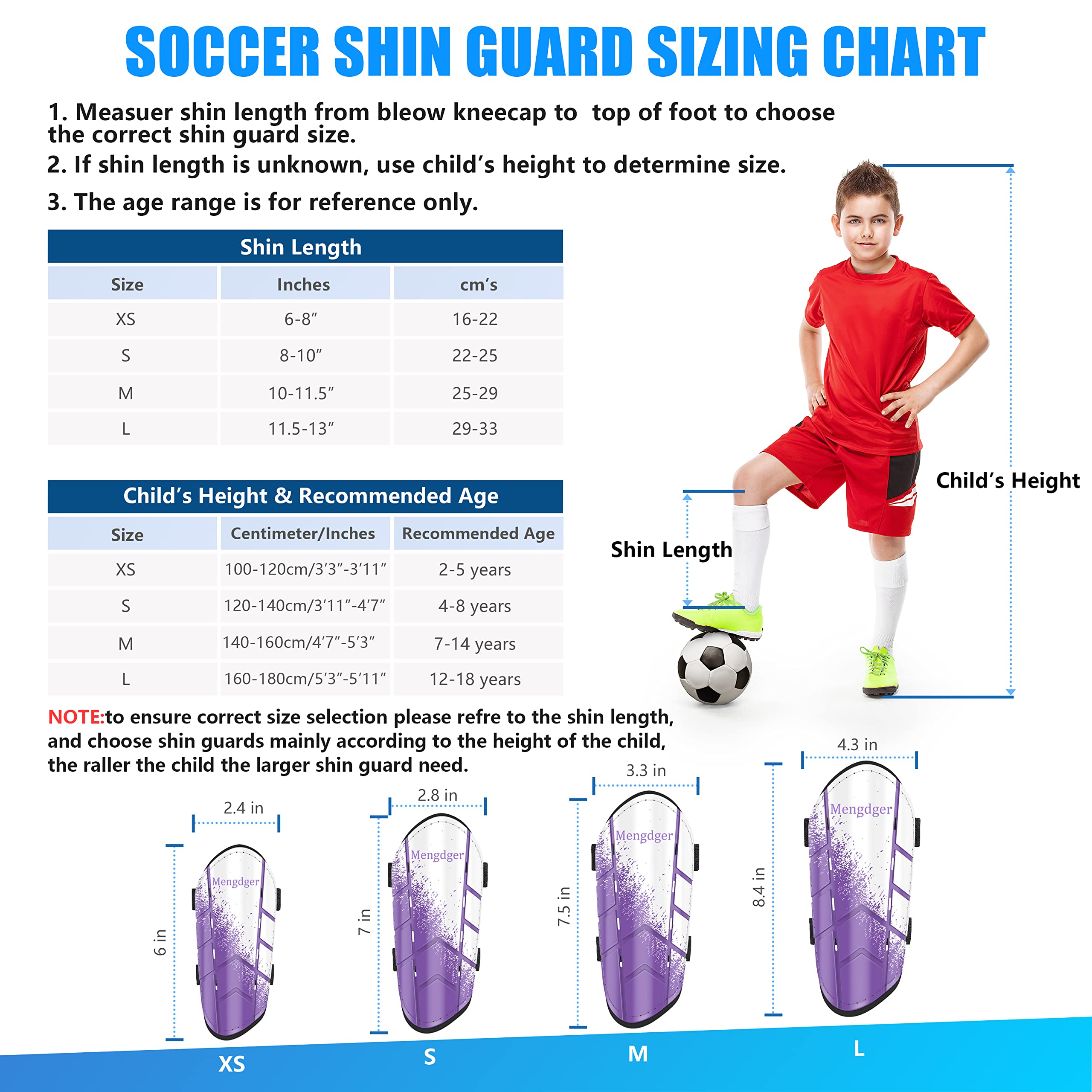 Shin Guards Soccer Youth Shin Pads for Kids Girls Boys Toddler Child EVA Cushion Protection Reduce Shocks Injurie Calf Protective Gear Suitable for 4 5 6 7 8 9 10 11 12 Years Old