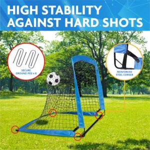 Soccer Goals for Backyard, Portable Soccer Net Set of 2, 4' x 3' Indoor Pop Up Soccer Goal, Soccer Training Equipment with 8 Training Cones, Carry Bag and Soccer Ball